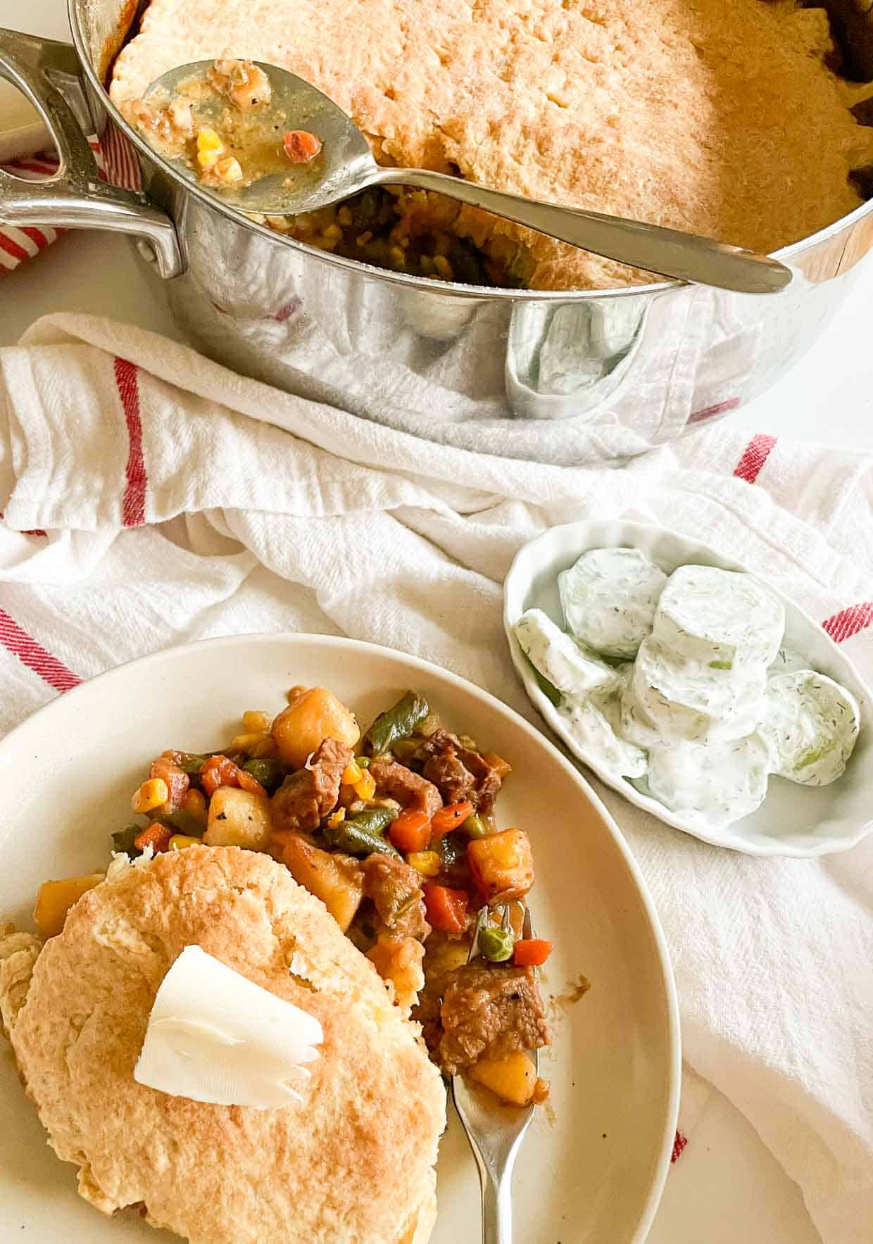 Biscuit Topped Beef Pot Pie | Little House Big Alaska